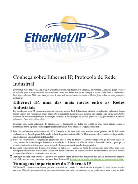 Ethernet Ip Protocolos Pdf