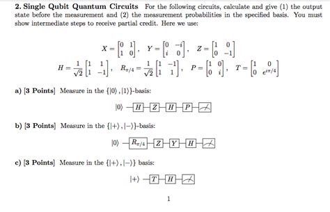 Solved 2 Single Qubit Quantum Circuits For The Following