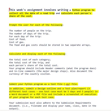 solved this week s assignment involves writing a python program to
