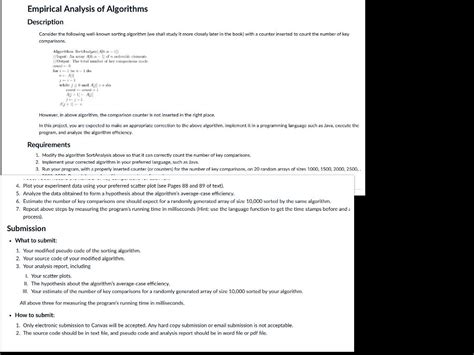 Solved Empirical Analysis Of Algorithms Description Consider