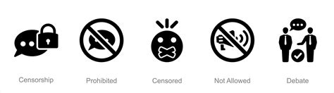 Premium Vector | A set of 5 freedom of speech icons as censorship prohibited censored
