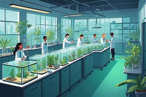 Premium Ai Image Lab With Students Conducting Experiments On The