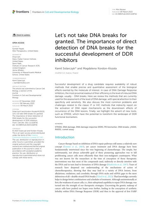 Pdf Lets Not Take Dna Breaks For Granted The Importance Of Direct