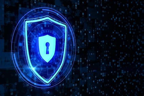premium photo creative glowing shield with padlock icon on dark