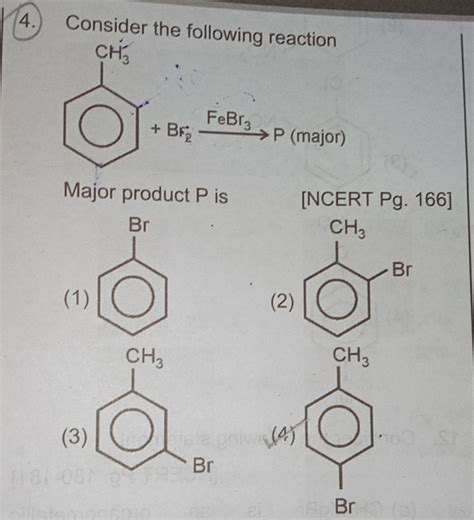 Consider the following reaction C Major product P is NCERT Pg. 166 Brc1c..