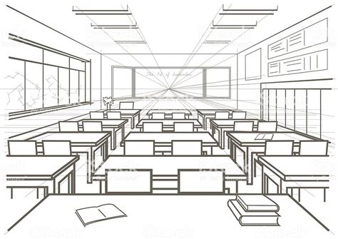 Interior Architecture Drawing Of A Classroom