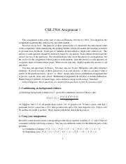 Hw1 Pdf CSE 250A Assignment 1 This Assignment Is Due At The Start Of Class On Thursday October