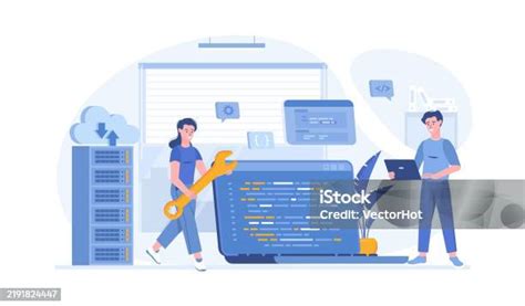 Ilustración De Desarrollo Backend Codificación Y Programación Proceso
