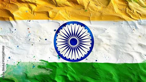 Flag Of India Saffron Shade White Color Green Hue Central Ashokas