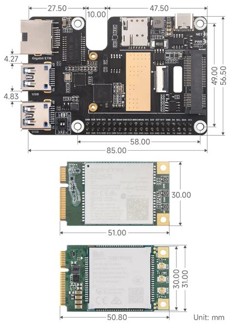 Pcie To Minipcie Gigabit Ethernet Usb 32 Gen1 Hat For Raspberry Pi