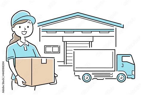 ベクターイラスト素材：運送会社で働く若い女性 素材庫向量圖 Adobe Stock