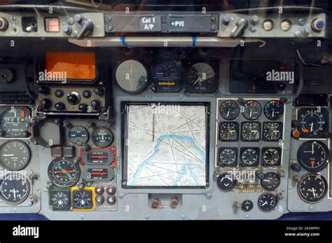 Aircraft Cockpit Navigation Instruments Panel At North East Land Sea