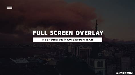 full screen overlay responsive navigation bar html css and javascript