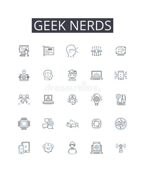 Geek Nerds Line Icons Collection Friendship Bonding Camaraderie