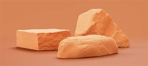 복사 공간 3d 렌더링이 있는 제품 디스플레이를 위한 평평한 노란색 배경의 단일 색상 노란색 바위 0명에 대한 스톡 사진 및 기타 이미지 Istock