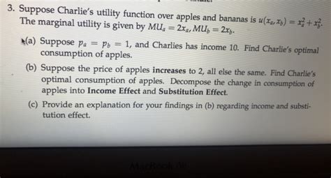 solved 3 suppose charlie s utility function over apples and