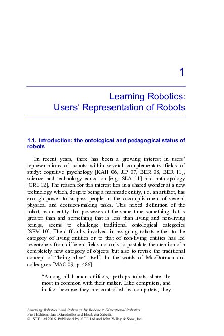 Pdf Learning Robotics With Robotics By Robotics Educational Robotics
