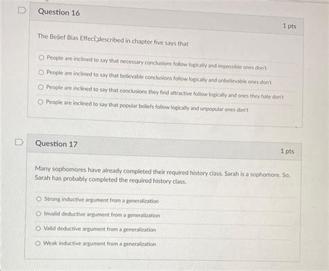 1 Pts The Belief Bias Effect Described In Chapter