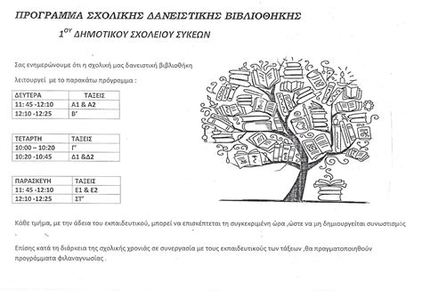 1o Δημοτικό Σχολείο Συκεών H ΔΑΝΕΙΣΤΙΚΗ ΒΙΒΛΙΟΘΗΚΗ ΤΟΥ 1ου ΔΗΜΟΤΙΚΟΥ ΣΧΟΛΕΙΟΥ ΣΥΚΕΩΝ