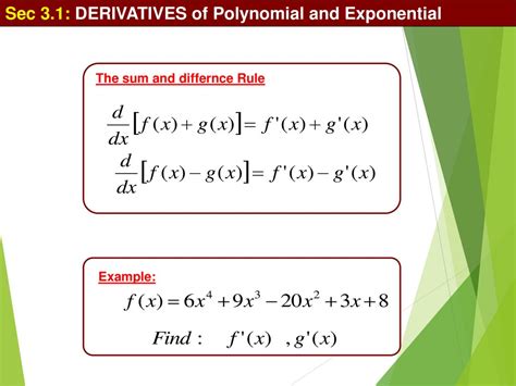 Sec 3 1 Derivatives Of Polynomial And Exponential Ppt Download