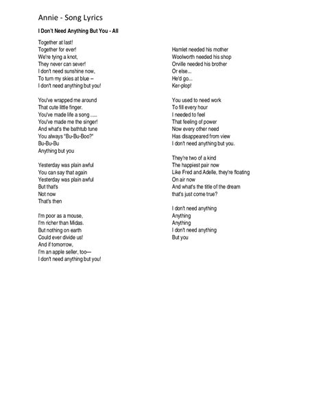 Tomorrow Annie Lyrics