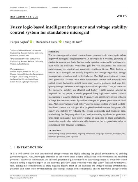 PDF Fuzzy Logic Based Intelligent Frequency And Voltage Stability Control System For