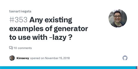 any existing examples of generator to use with lazy · issue 353