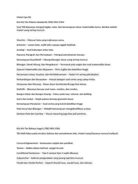 Materi Tpa Tbii Pdf