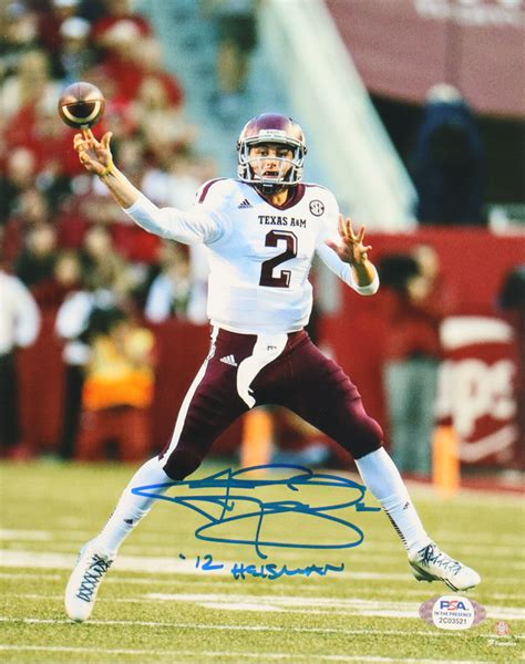 Johnny Manziel Signed Texas Aandm Aggies 8x10 Photo Inscribed 12