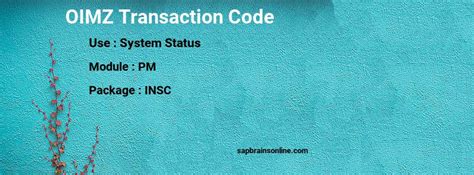 Oimz Sap Tcode For System Status