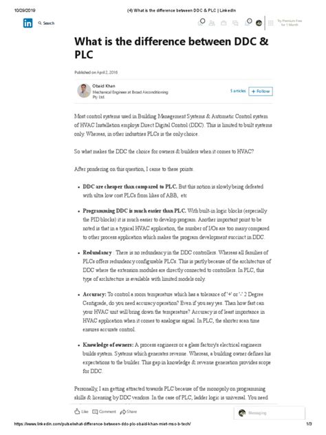 What Is The Difference Between Ddc And Plc Linkedin Pdf
