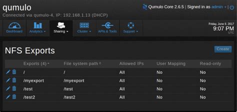 how to create an nfs export qumulo documentation