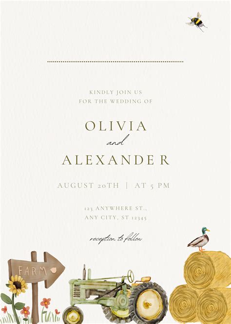 To The Farm Template Wedding Invitation Elegant Custom Wedding Invite