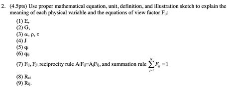 Solved 2 45pts Use Proper Mathematical Equation Unit