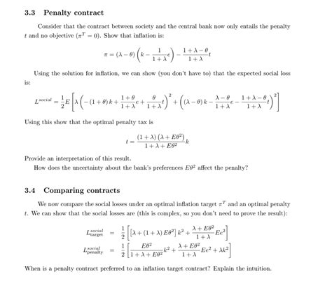 Solved 3 Design Of Monetary Policy Contract 31 Setup