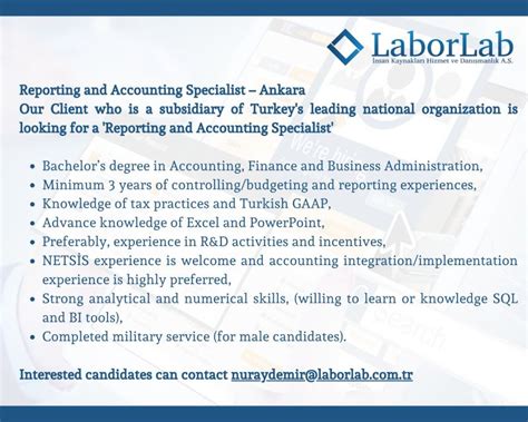 Laborlab On Linkedin Reporting Accounting Ankara Laborlab Hiring