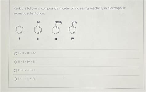 Solved Rank The Following Compounds In Order Of Increasing