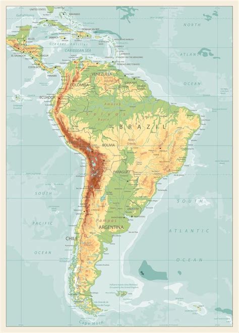 Physical Map Of South America Physical 3d Map Of South America