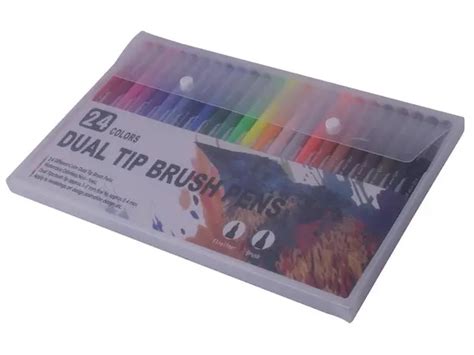 24 Piece Dual Tip Brush Pen Set Three6ixty