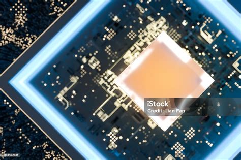 골든 빛나는 회로 구성 요소 3d 렌더링 0명에 대한 스톡 사진 및 기타 이미지 0명 3차원 형태 Cpu Istock