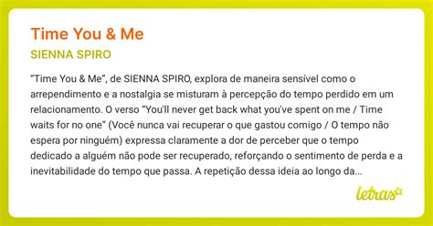 Significado Da Música Time You And Me Sienna Spiro Letrasmusbr