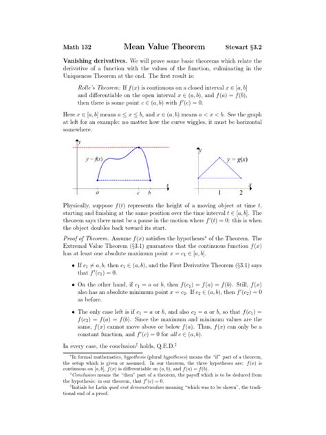3 2 Mean Value Theorem Pdf Derivative Mathematics