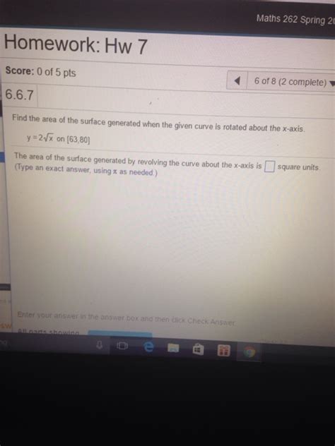 Solved Find The Area Of The Surface Generated When The Given