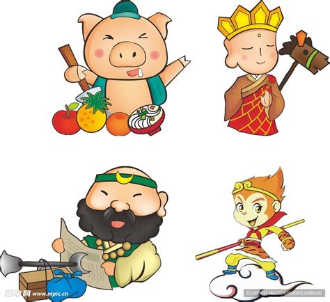卡通立牌猪八戒孙悟空沙和尚唐僧设计图 其他 广告设计 设计图库 昵图网