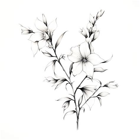 Premium AI Image Monochrome Lilies Drawing With Tattooinspired Details