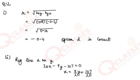 Class12 Isc Maths Board Questions Chapter Linear Regression