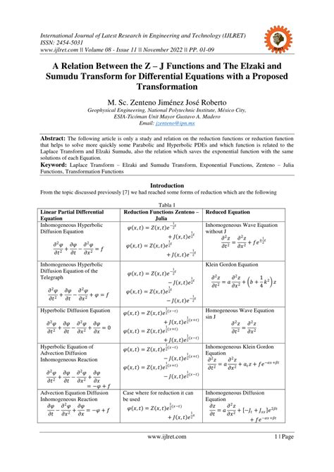 Pdf A Relation Between The Z J Functions And The Elzaki And Sumudu Transform For Differential
