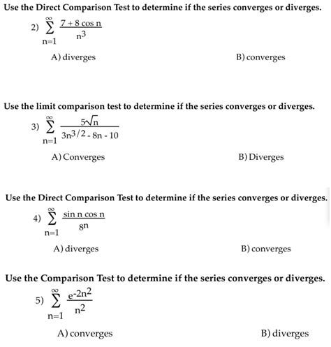 solved use the direct comparison test to determine if the
