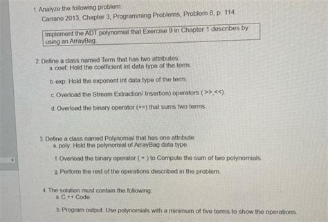 Solved 1 Analyze The Following Problem Carrano 2013 Chegg