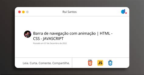 Barra De Navegação Com Animação Html Css Javascript Rui Santos